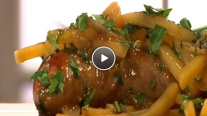 Gebraden worst in biersaus recept - 24Kitchen